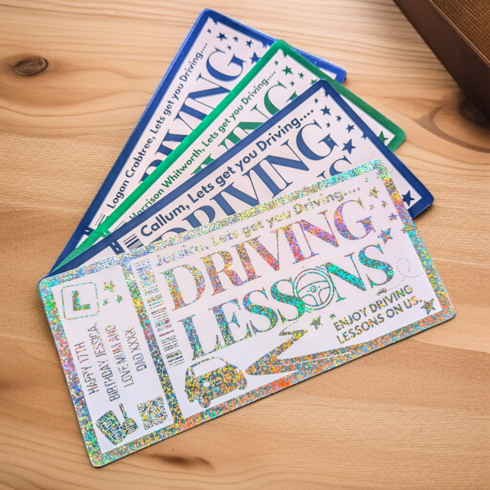 Personalised Foil Ticket Driving Lesson Lessons Gift Learner 17th Birt ...